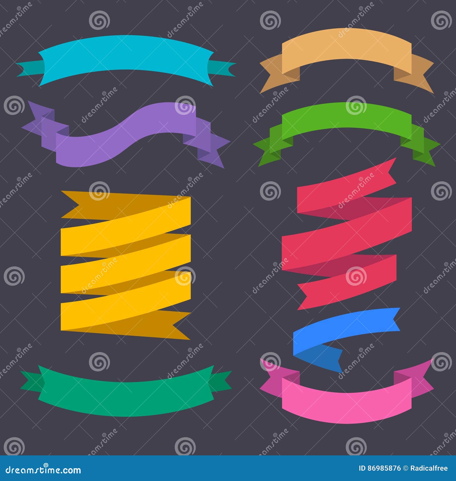 Vector Set of Different Ribbons in Flat Style. Stock Vector ...