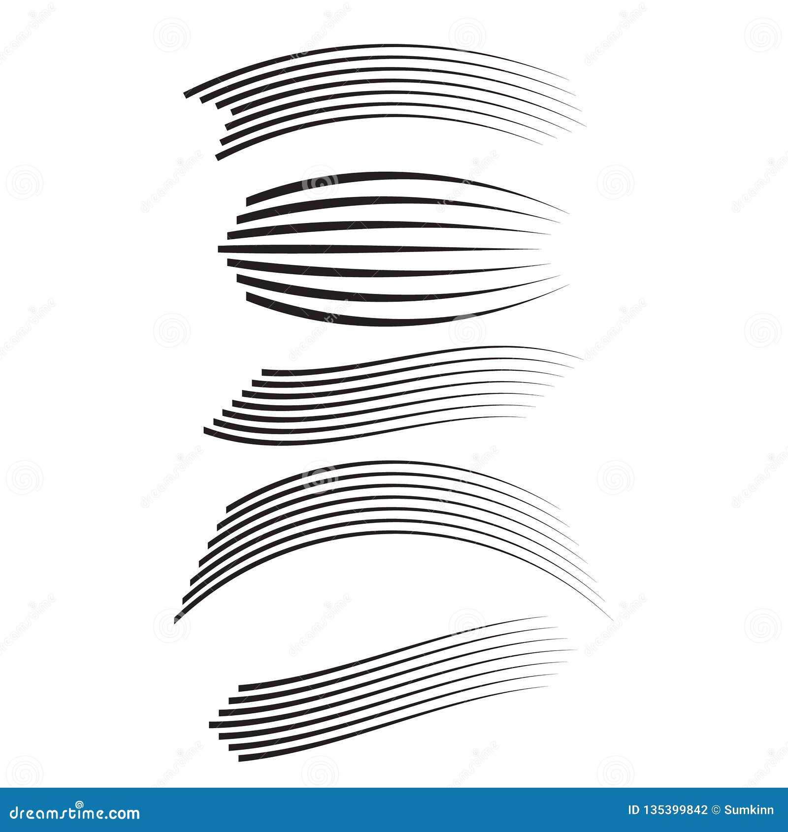 Set of Different Speed Lines. Stock Vector - Illustration of striped ...