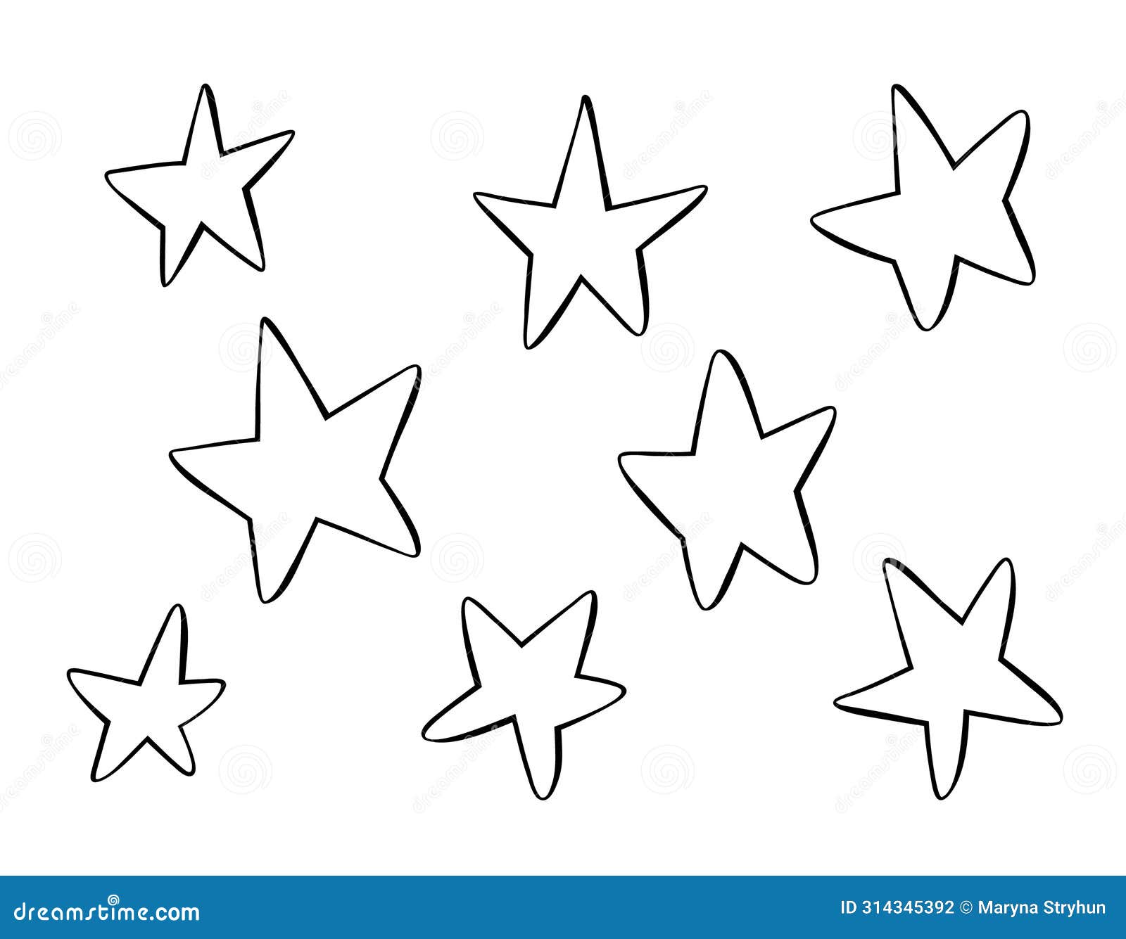 Vector Set of Different Stars on a White Background. Hand Drawn Doodle ...