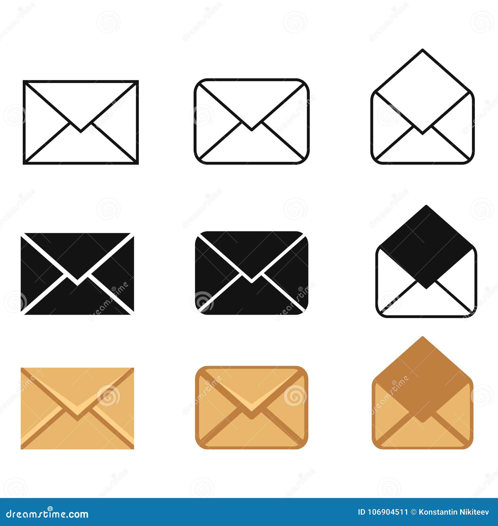 Vector Set of Postal Envelope Icons Stock Vector - Illustration of ...