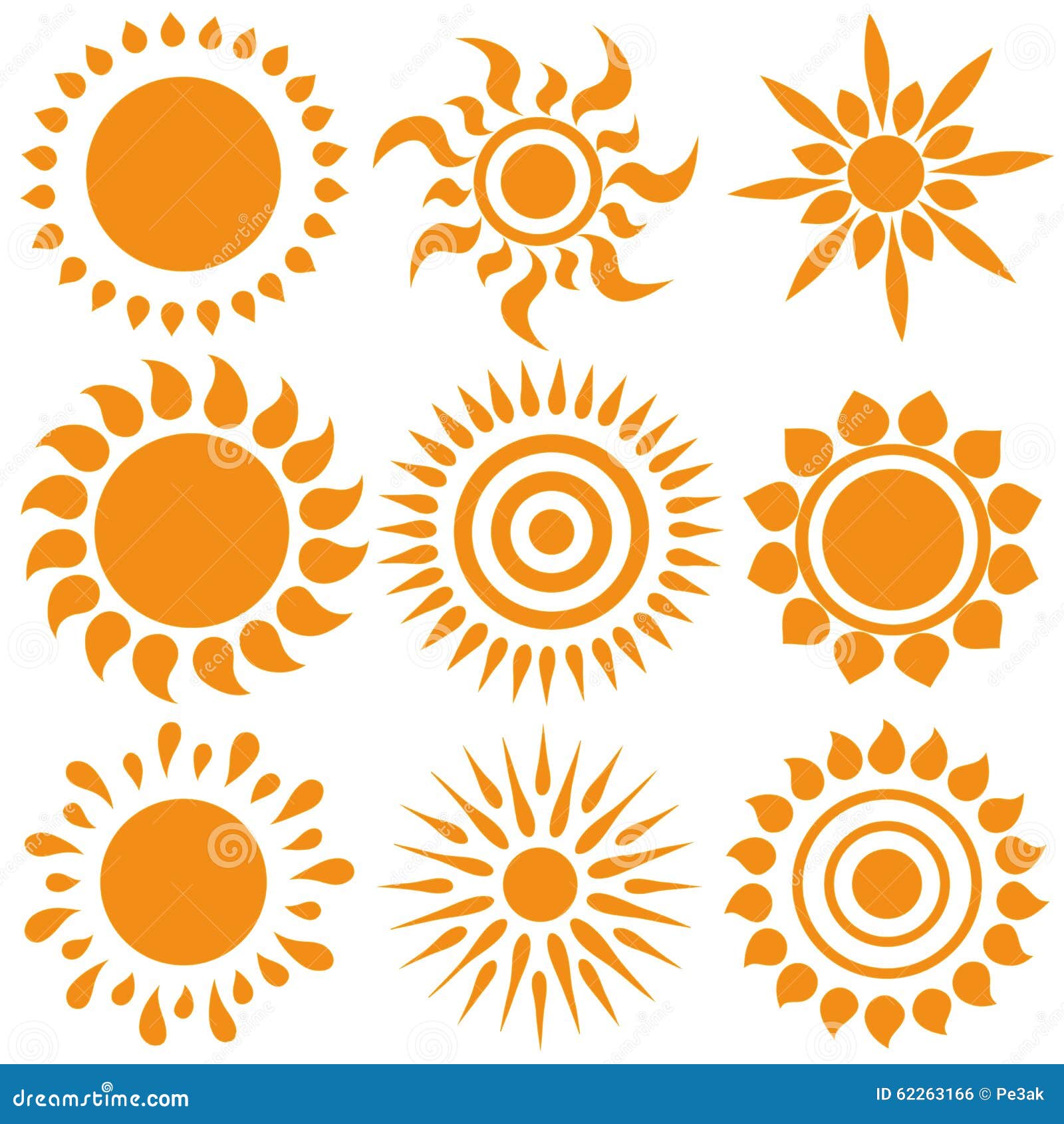 Vector Set of Different Suns Stock Vector - Illustration of creative ...