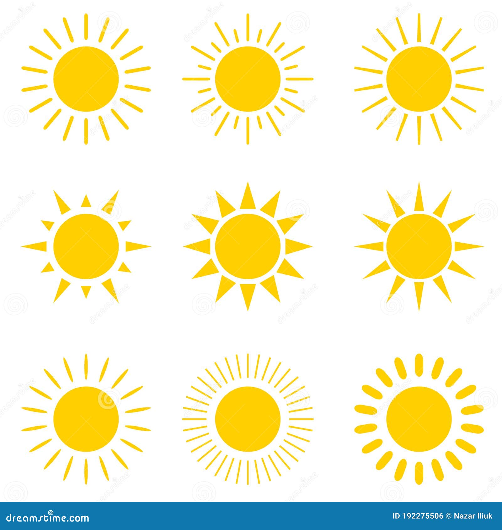 Vector Set of Different Suns. Sun with Different Rays. Vector ...
