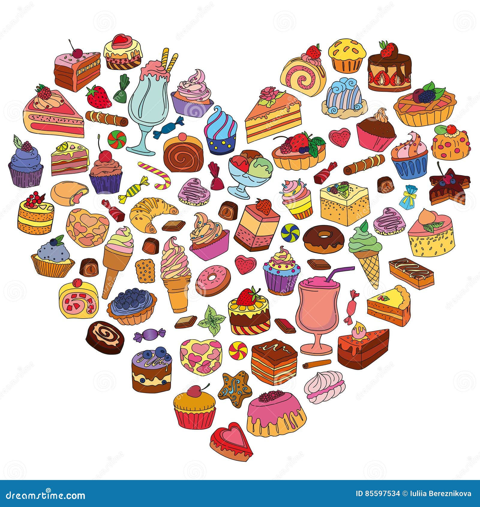 Vector Set of Different Sweets Stock Vector - Illustration of cupcake ...