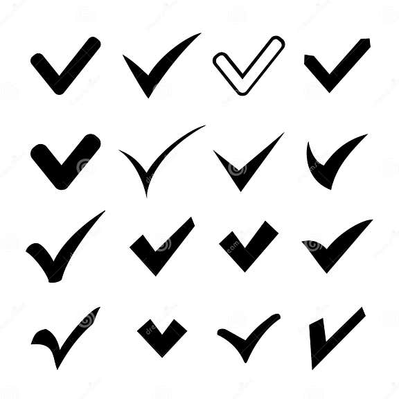Set of Different Ticks or Check Marks. Stock Vector - Illustration of ...