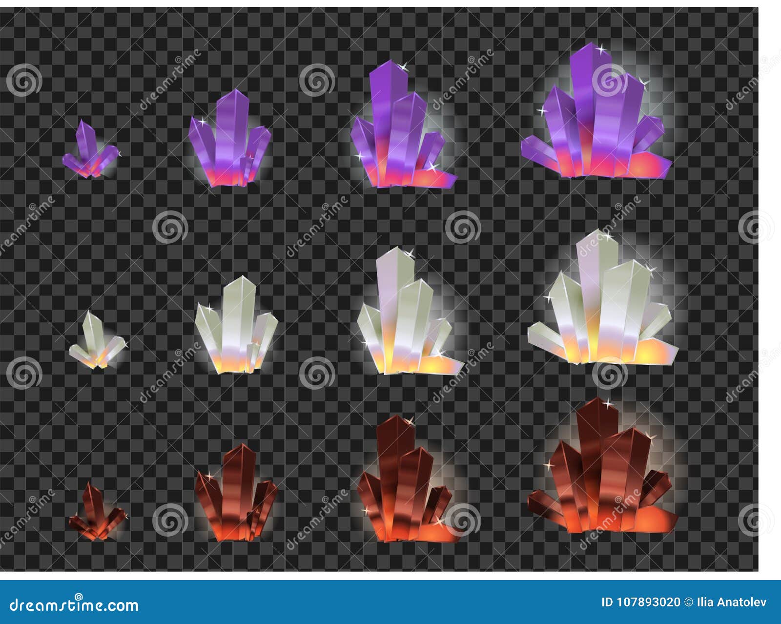 Vector Set Of Glass Crystals Isolated On A Transparent Background ...