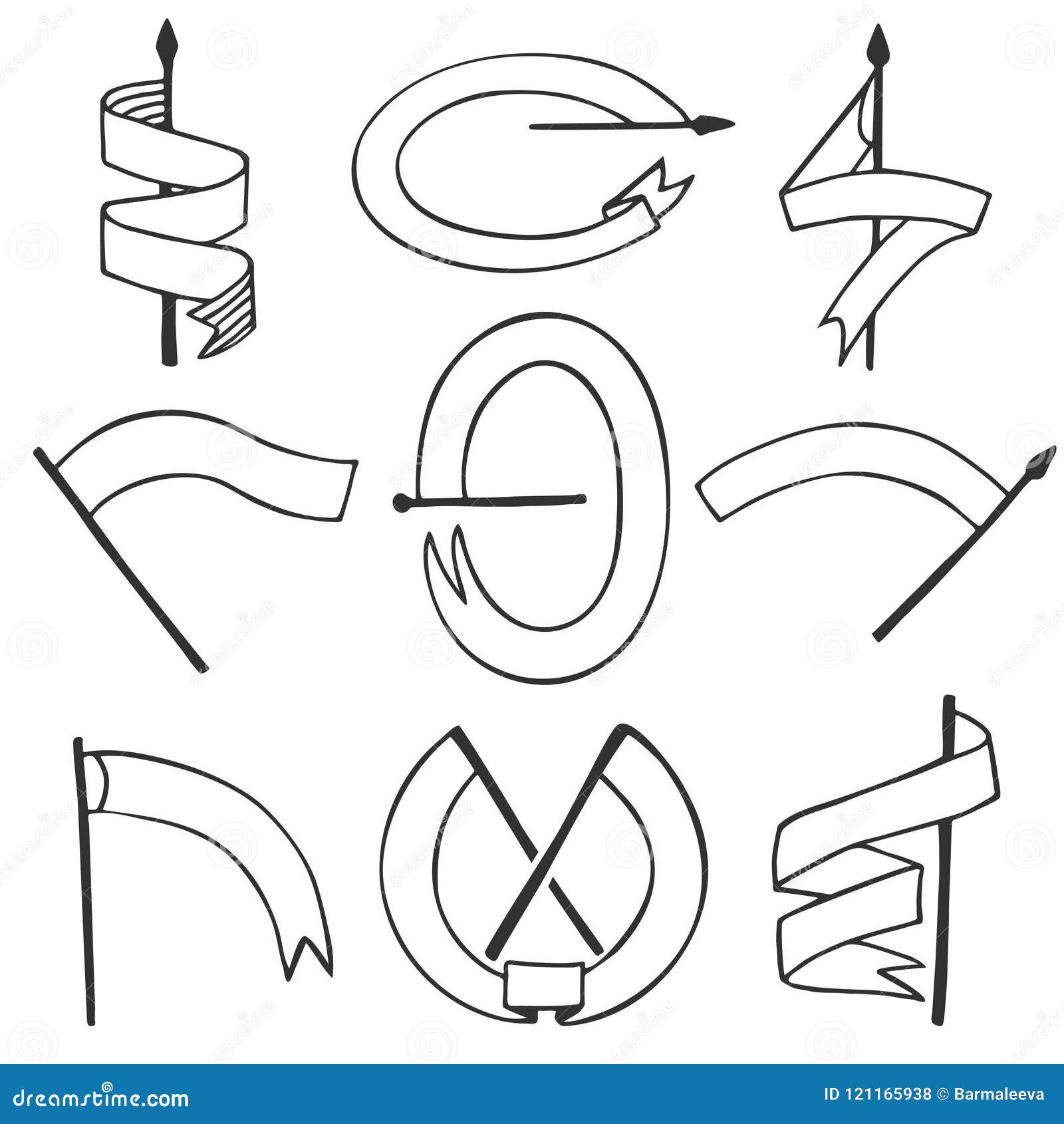 Vector Set of Different Flag Shapes. Vintage Blank Emblem Ribbon ...