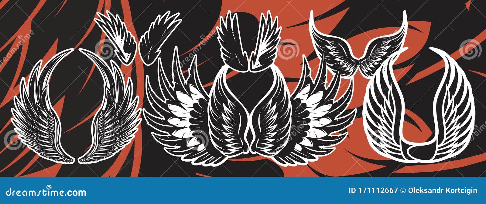 Vector Set of Different Wings for Design Stock Vector - Illustration of ...