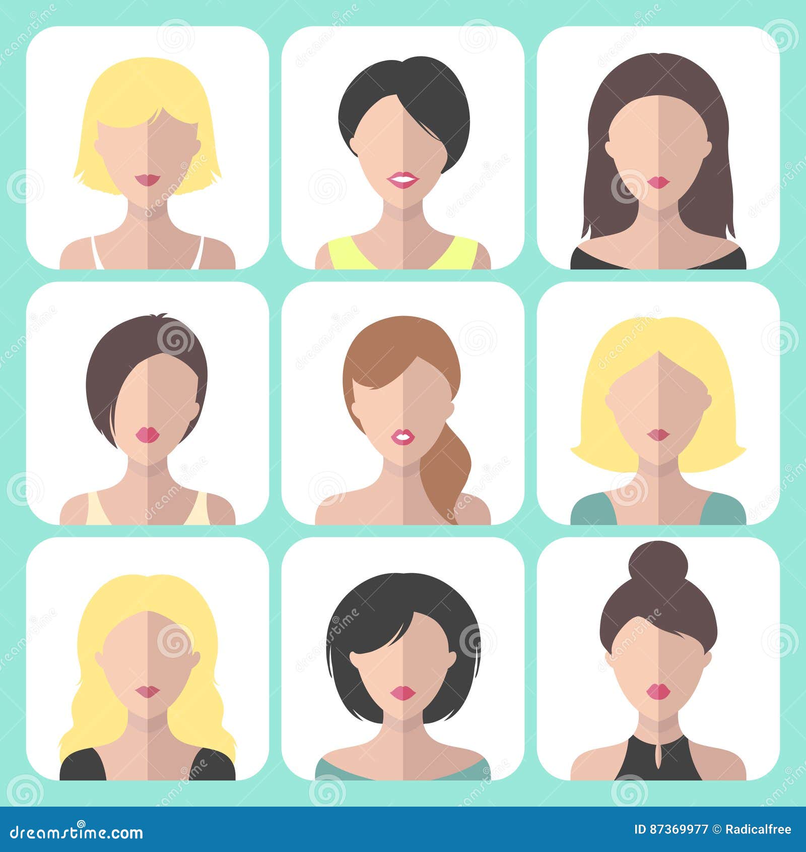 Vector Set of Different Women App Icons in Flat Style. Stock Vector ...