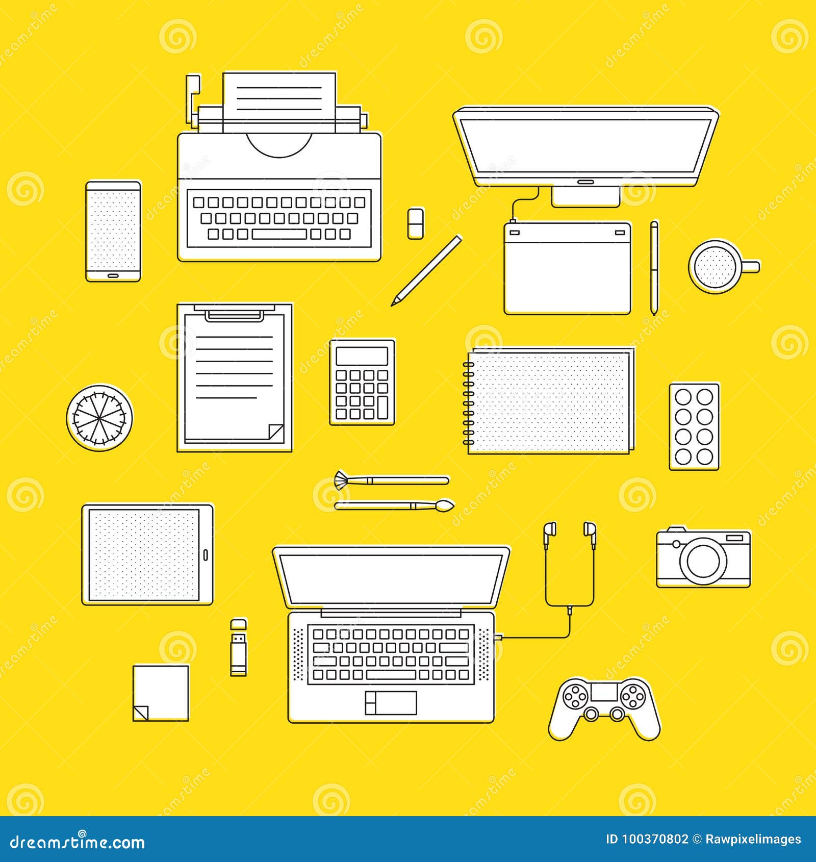 Vector Set of Digital Devices Stock Vector - Illustration of simple ...