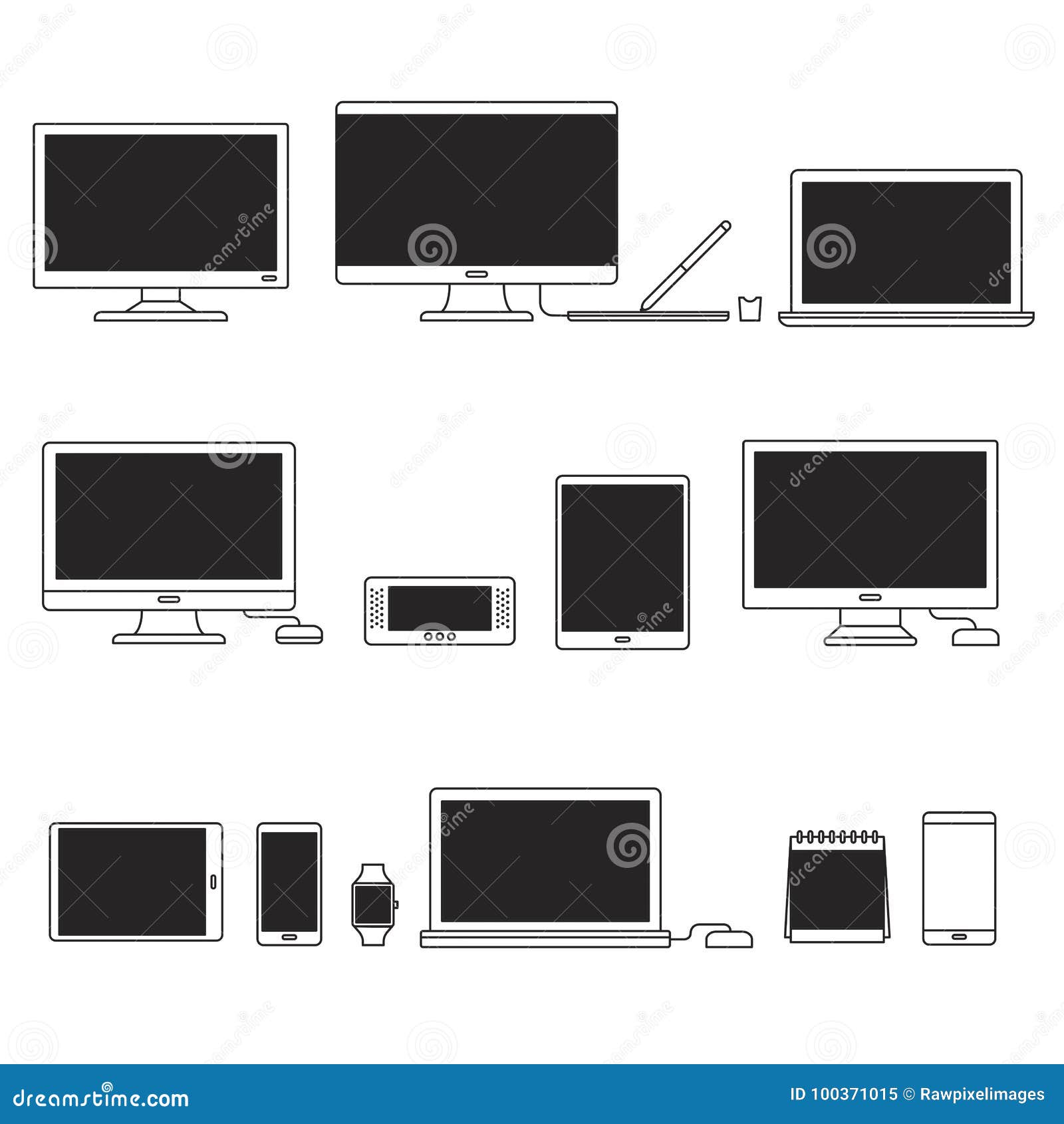 Vector Set of Digital Devices Stock Vector - Illustration of ...