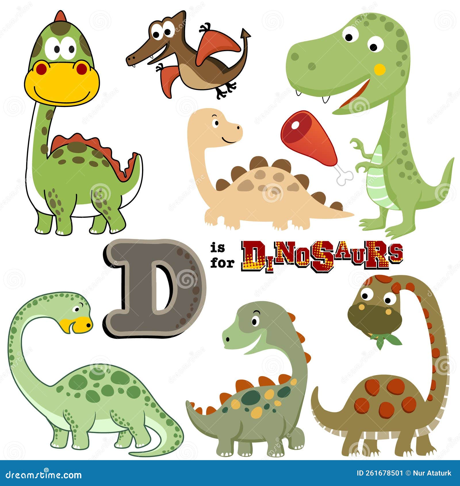 Vector Set of Dinosaurs Cartoon in Different Poses Stock Vector ...