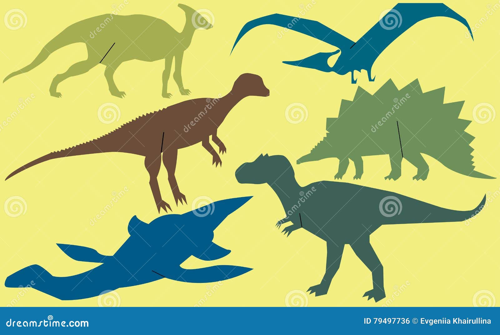 Vector set of dinosaurs stock vector. Illustration of creative - 79497736