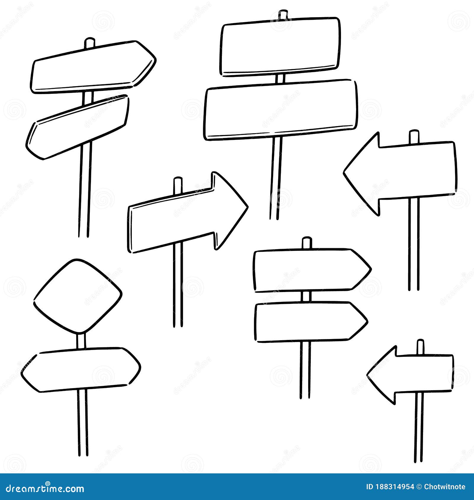 Vector Set of Direction Post Stock Vector - Illustration of choice ...