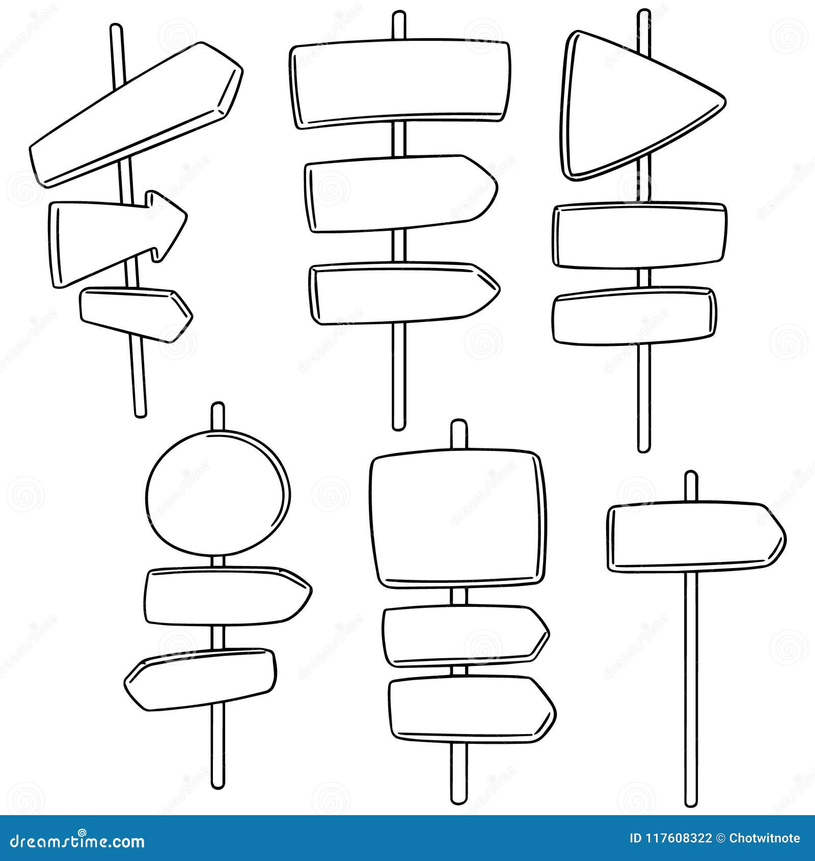 Vector Set of Direction Post Stock Vector - Illustration of pointer ...
