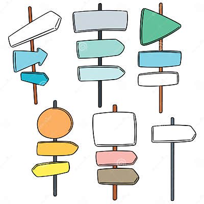 Vector Set of Direction Post Stock Vector - Illustration of collection ...