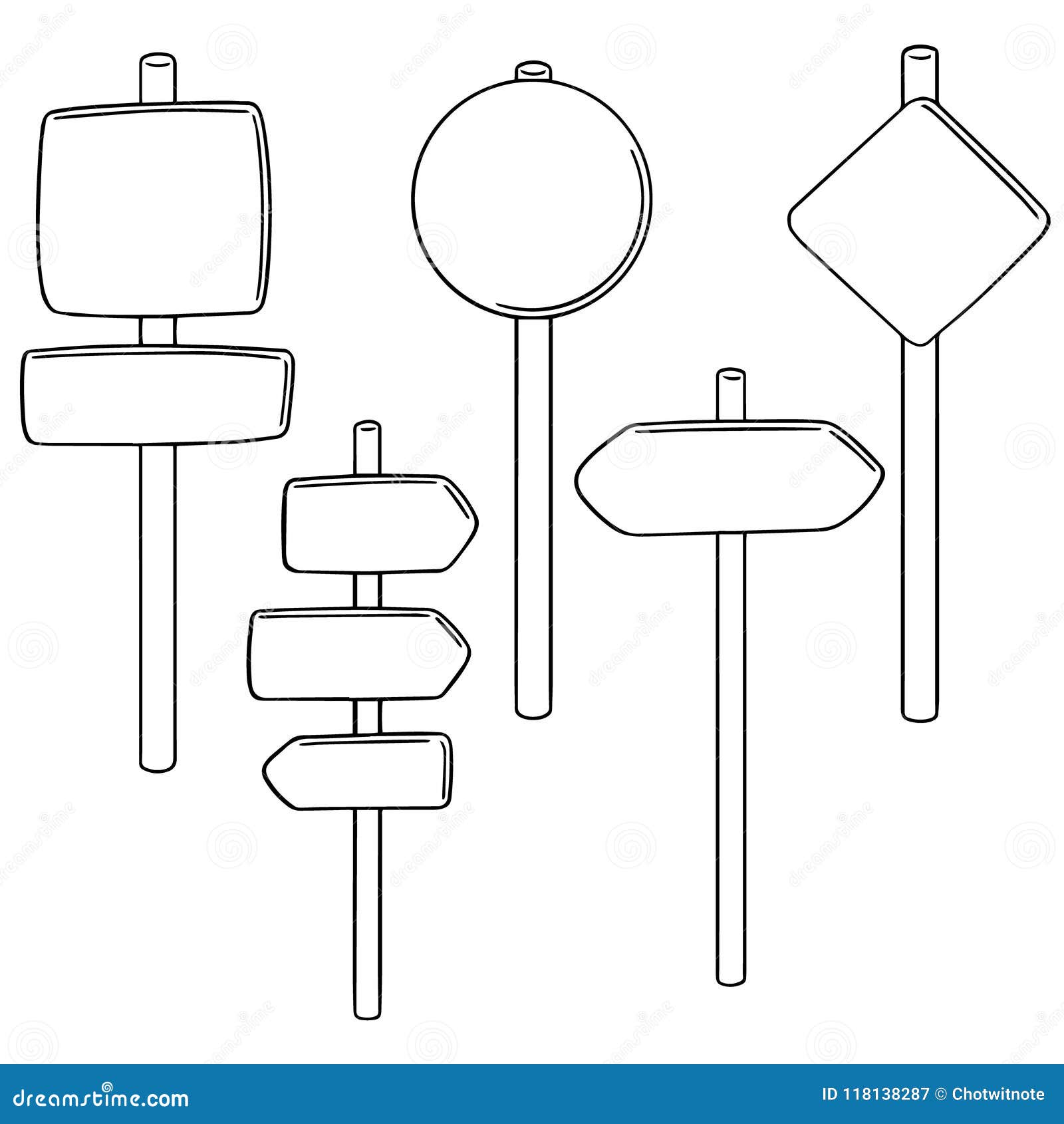 Vector Set of Direction Post Stock Vector - Illustration of line, road ...