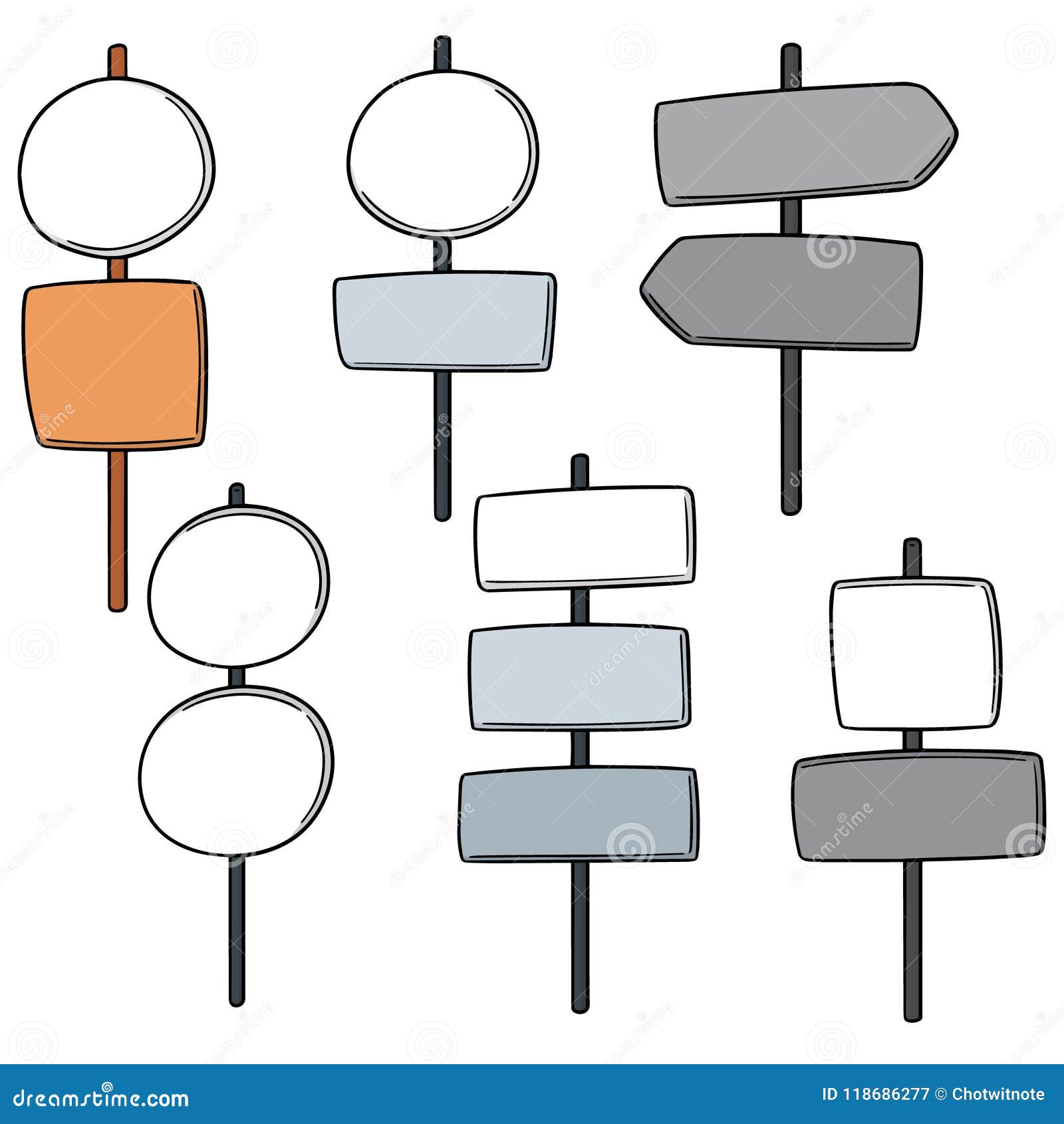 Vector Set of Direction Post Stock Vector - Illustration of ...