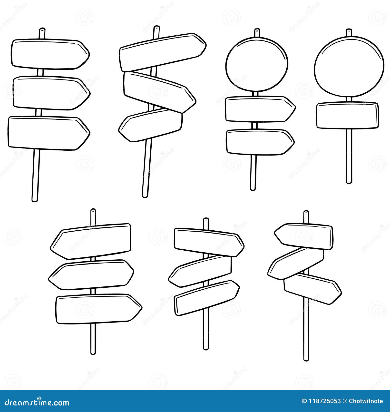 Vector Set of Direction Post Stock Vector - Illustration of guidance ...
