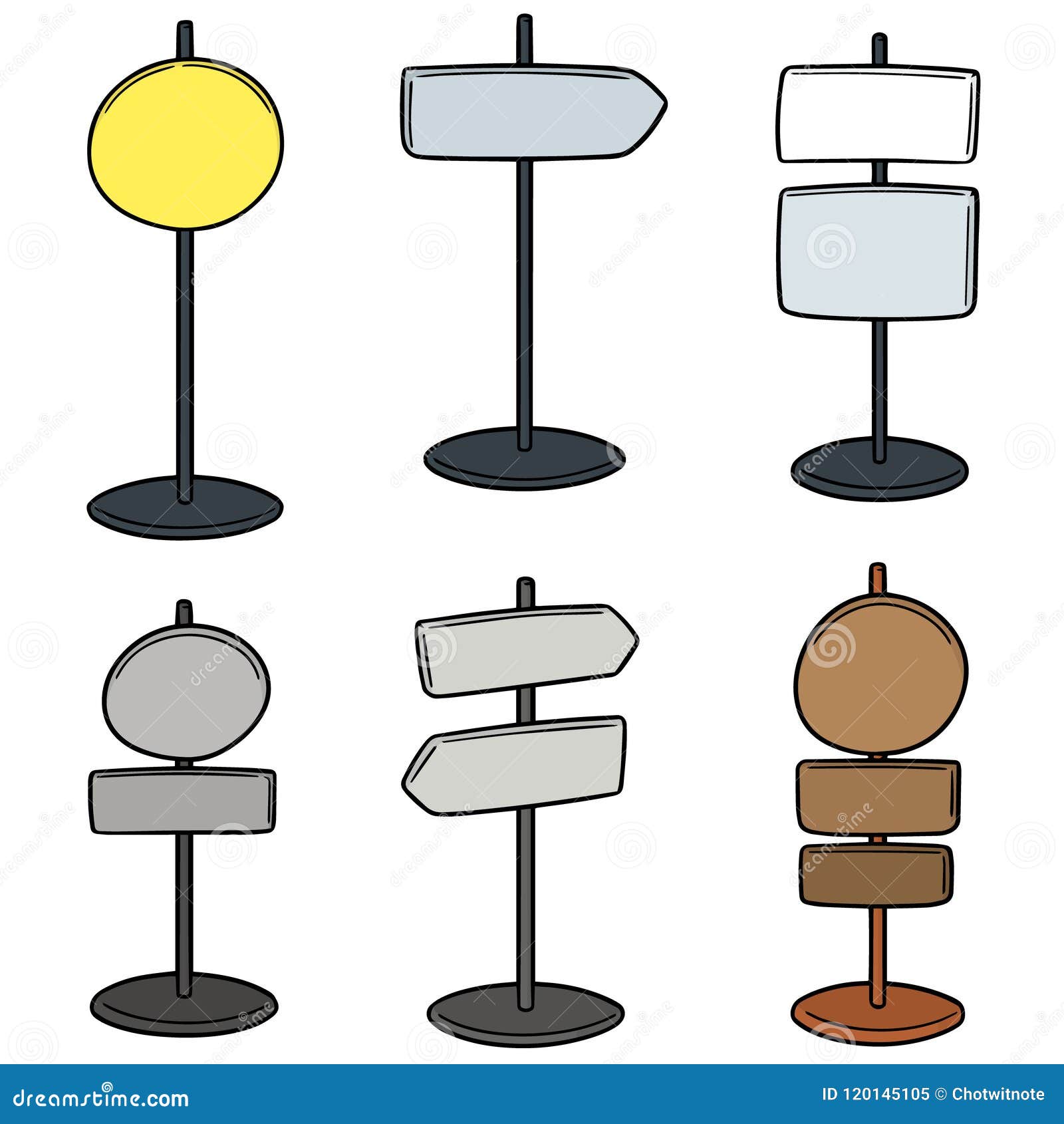 Vector Set of Direction Post Stock Vector - Illustration of cute ...