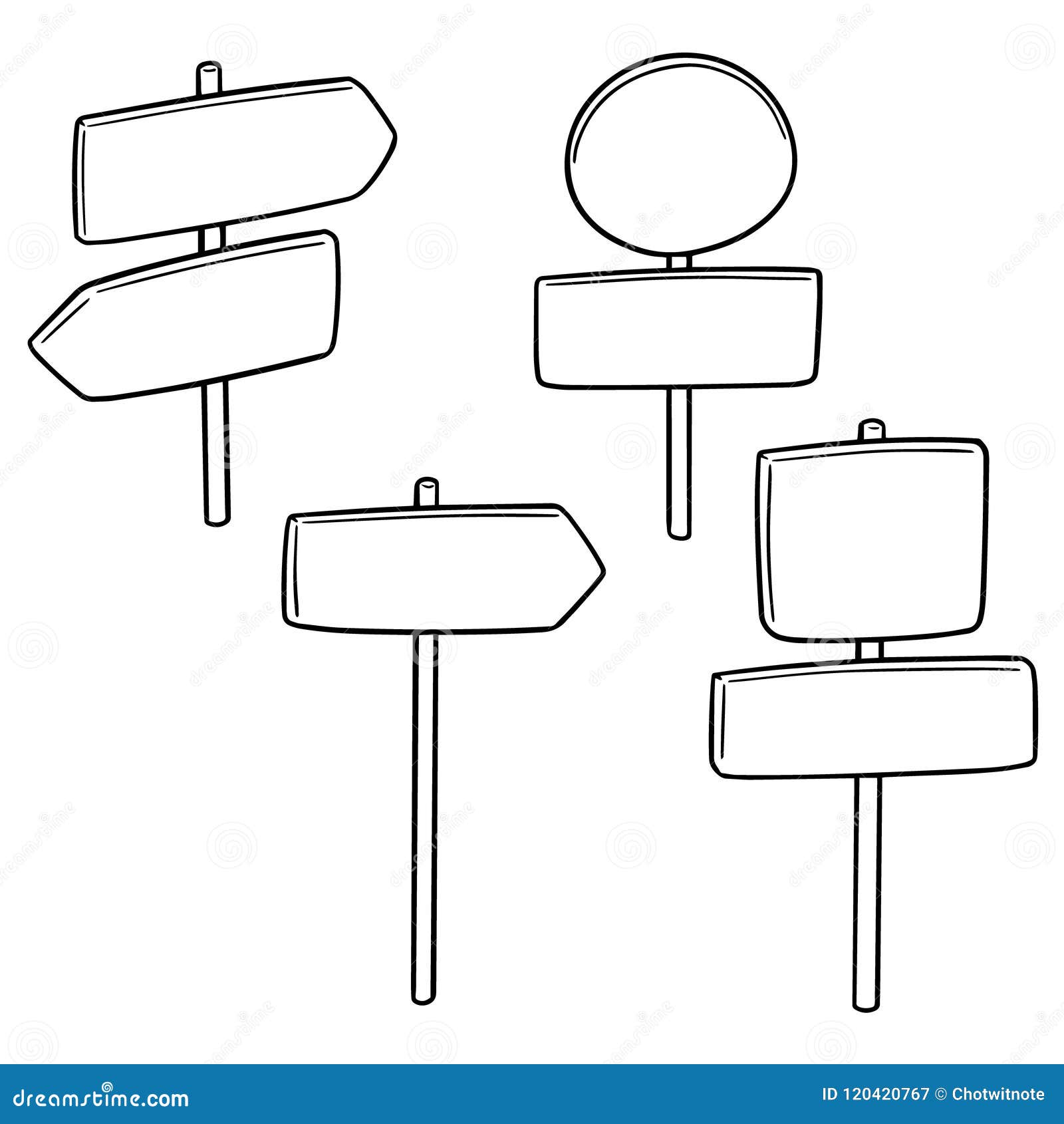 Vector Set of Direction Post Stock Vector - Illustration of collection ...