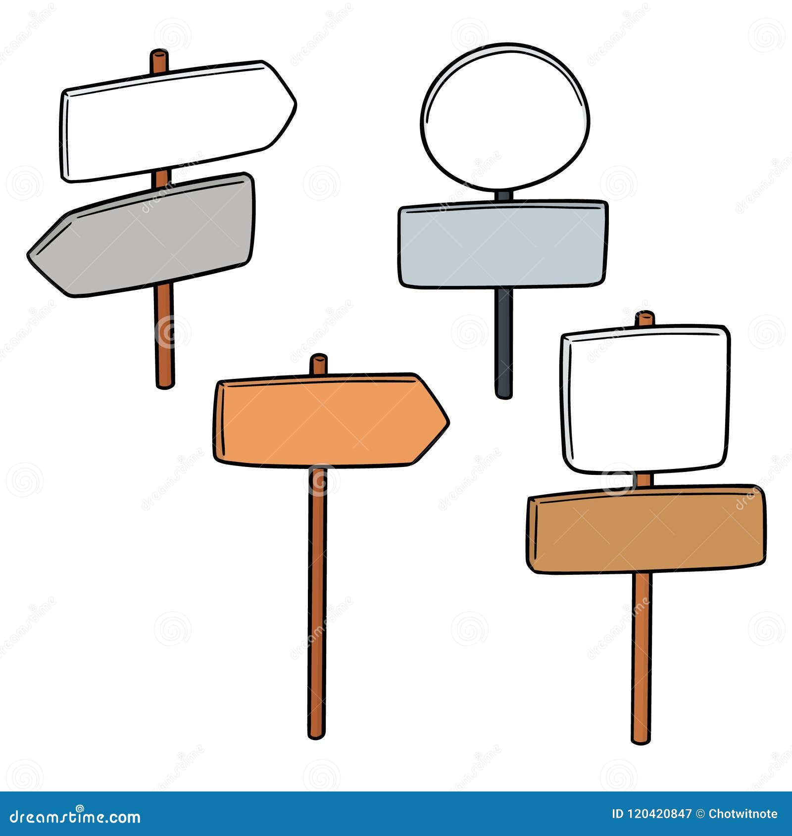 Vector Set of Direction Post Stock Vector - Illustration of drawing ...