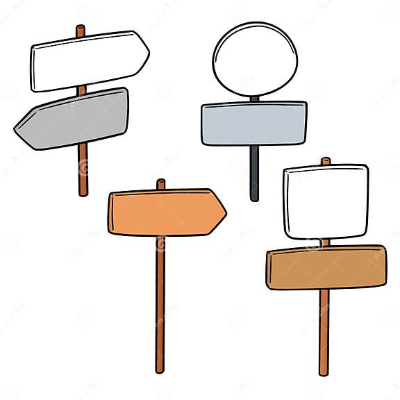 Vector Set of Direction Post Stock Vector - Illustration of drawing ...