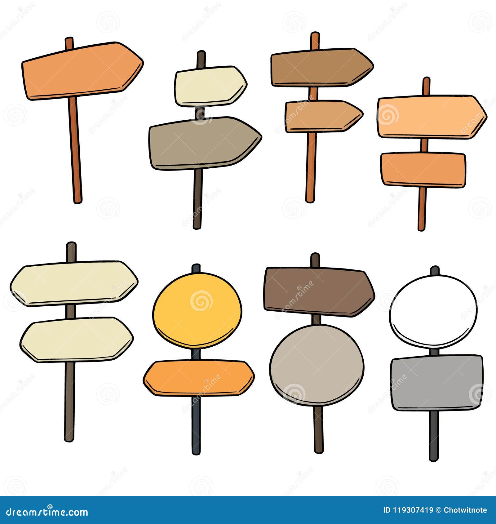 Vector Set of Direction Posts Stock Vector - Illustration of ...