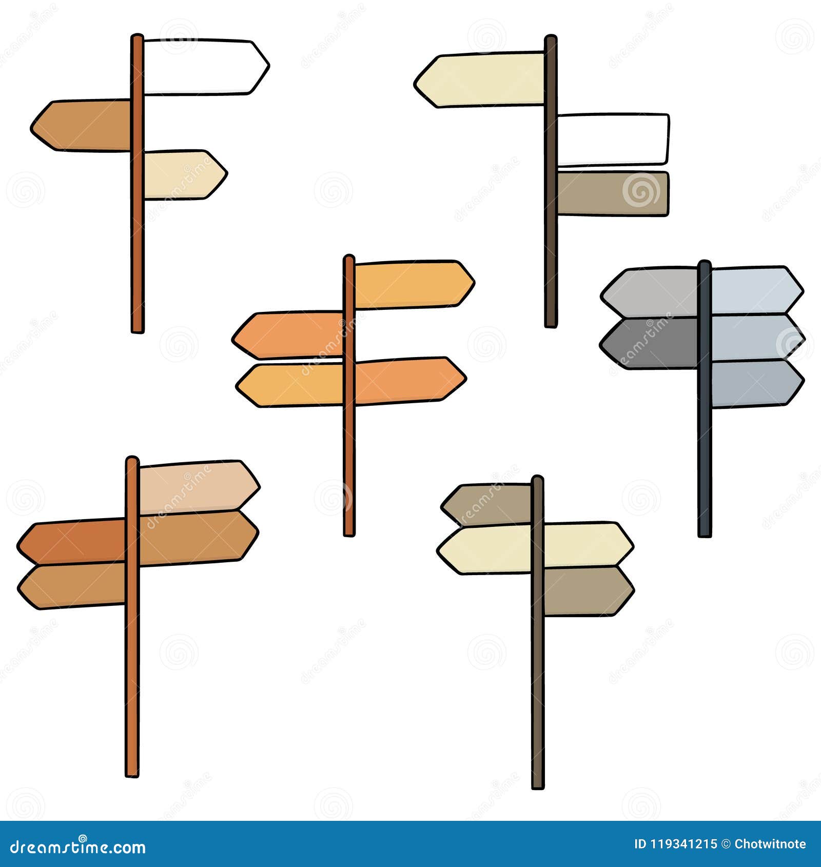 Vector Set of Direction Posts Stock Vector - Illustration of road ...