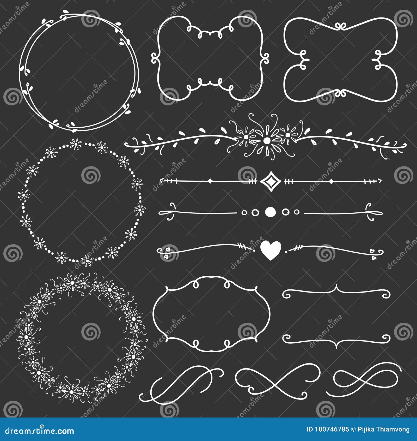 Vector Set of Dividers Round Frames for Decoration. Stock Vector ...