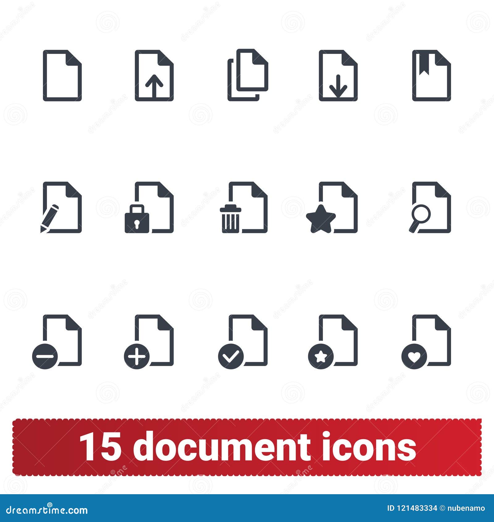Vector Set of Document Files Icons Stock Vector - Illustration of mark ...