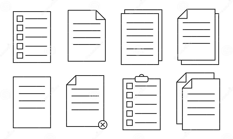 Vector Set of Documents Linear Icons. Editable Stroke. Document ...