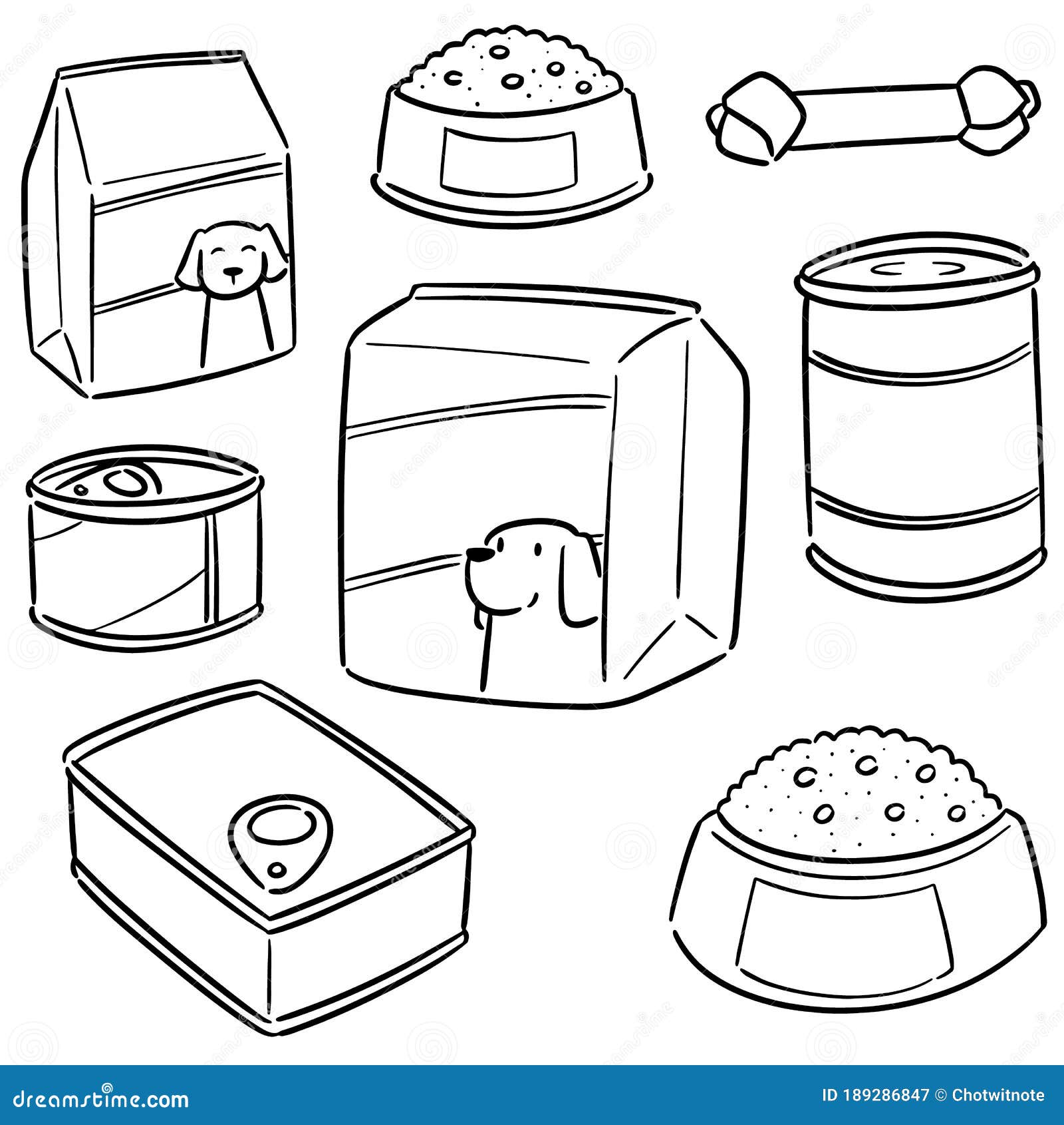 Vector set of dog food stock vector. Illustration of reward - 189286847