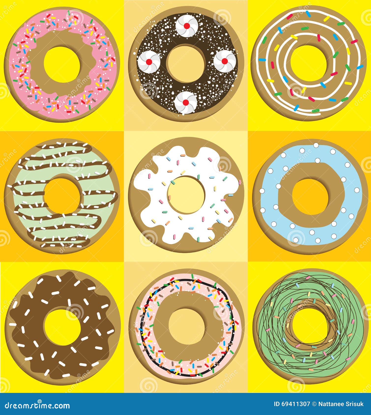 Vector Set Donuts Design for Sweet Sugar Stock Vector - Illustration of ...
