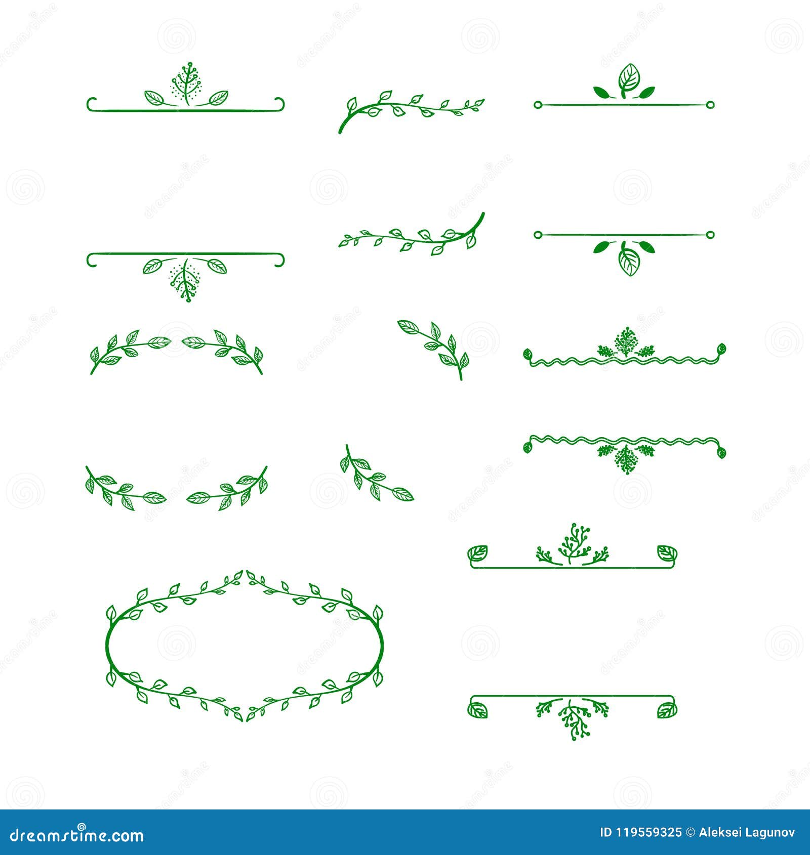 Vector Set of Doodle Blank Natural Frames, Outline Hand Drawn Vignettes ...