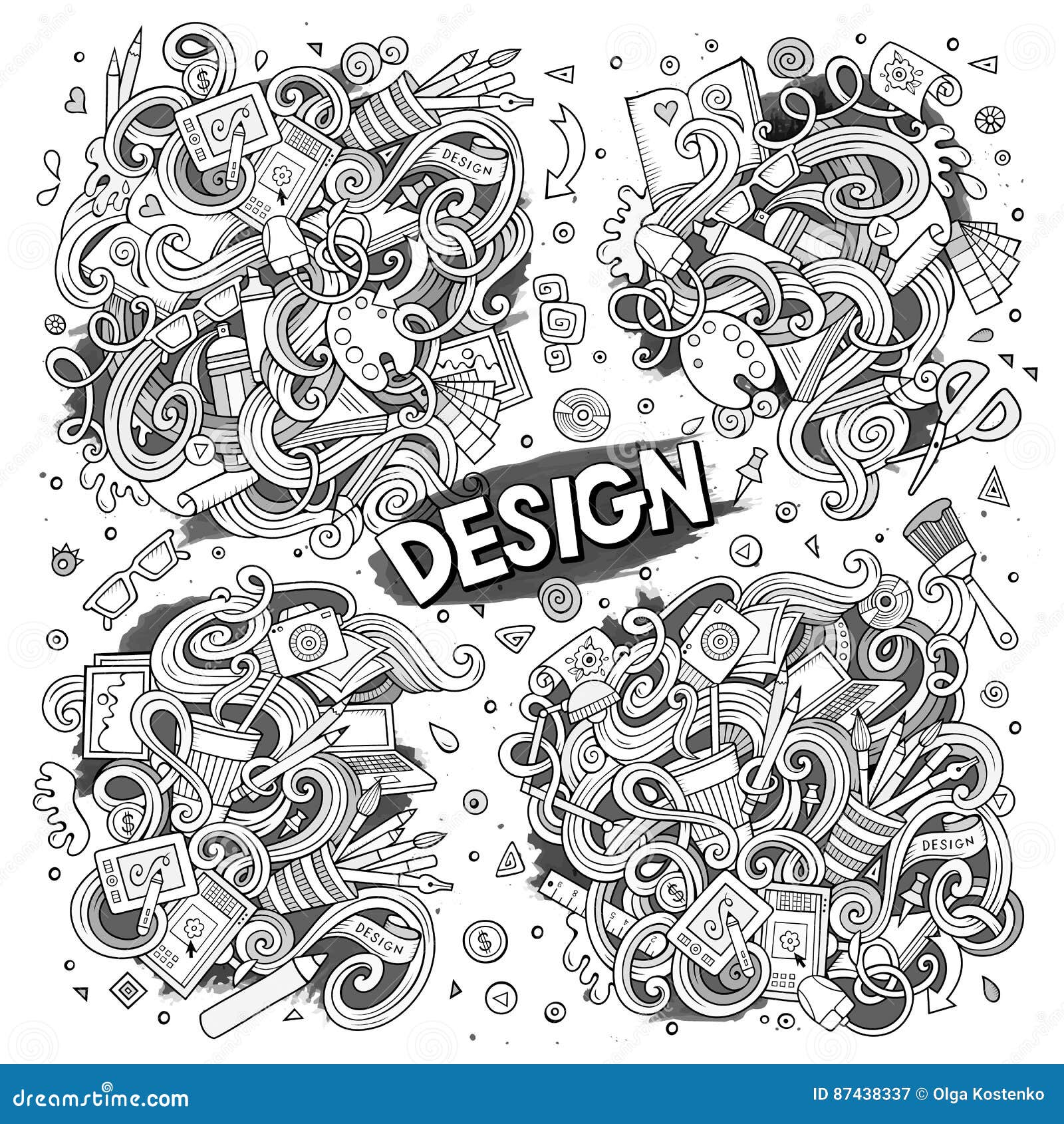 Vector Set of Doodle Design Theme Items Stock Vector - Illustration of ...