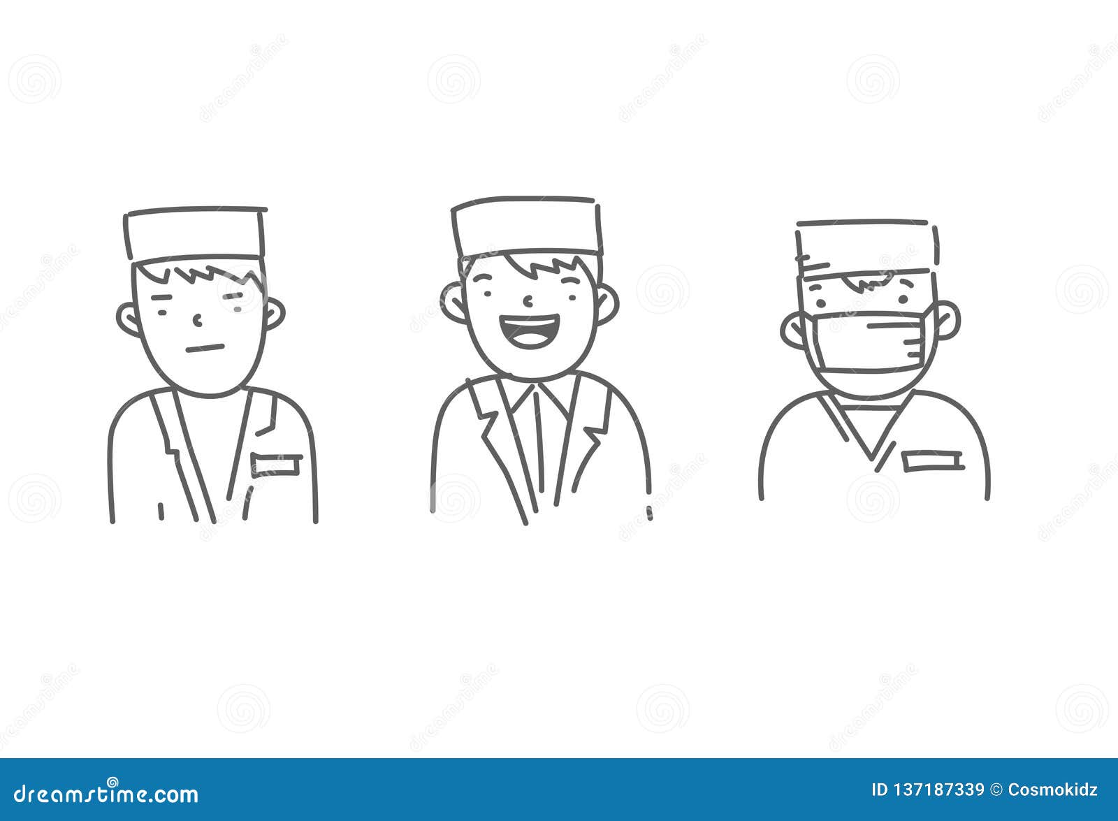 Vector Set of Doodle Doctors Stock Vector - Illustration of consulting ...
