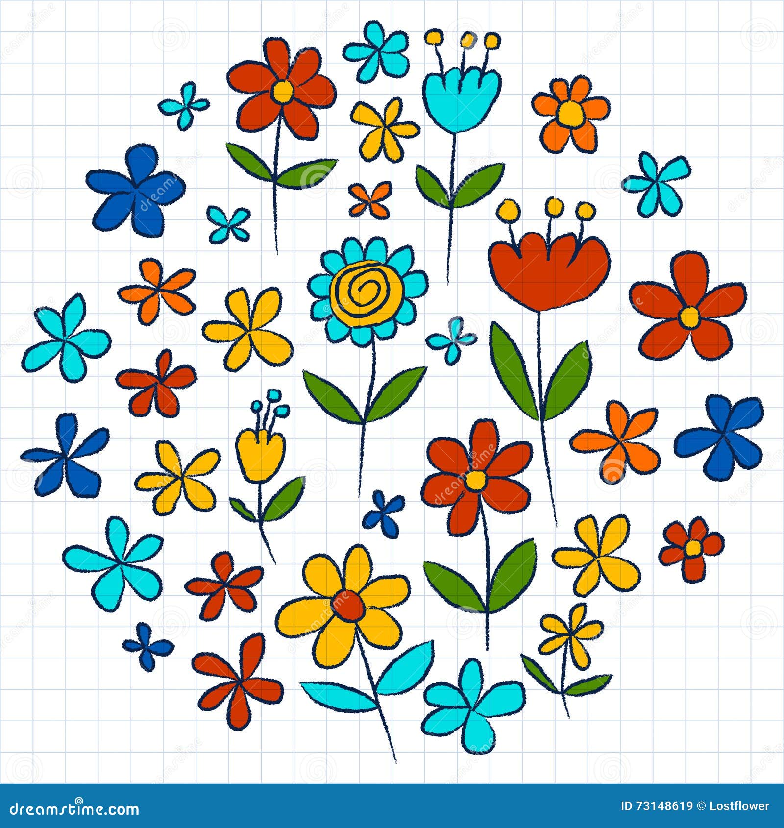 Vector Set of Doodle Flowers Stock Vector - Illustration of poster ...