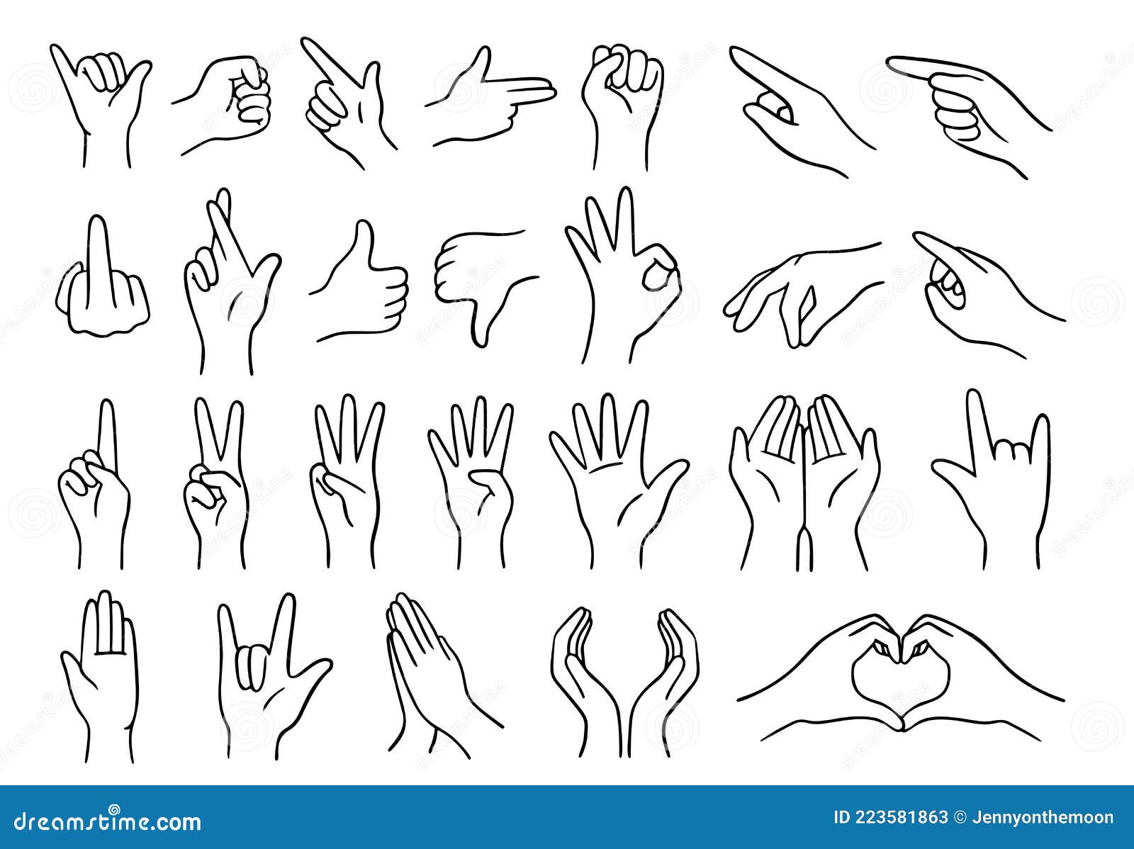 Vector Set of Doodle Hands. Hand-drawn, Doodle Elements Isolated on ...