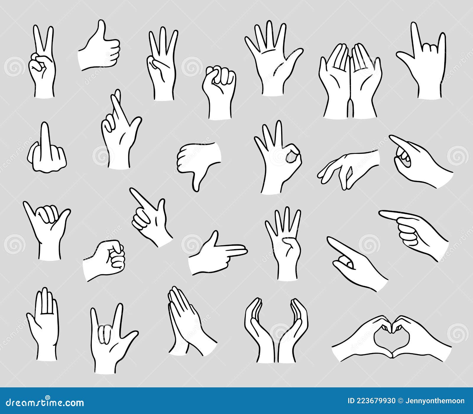 Vector Set of Doodle Hands. Hand-drawn, Doodle Elements Isolated on ...