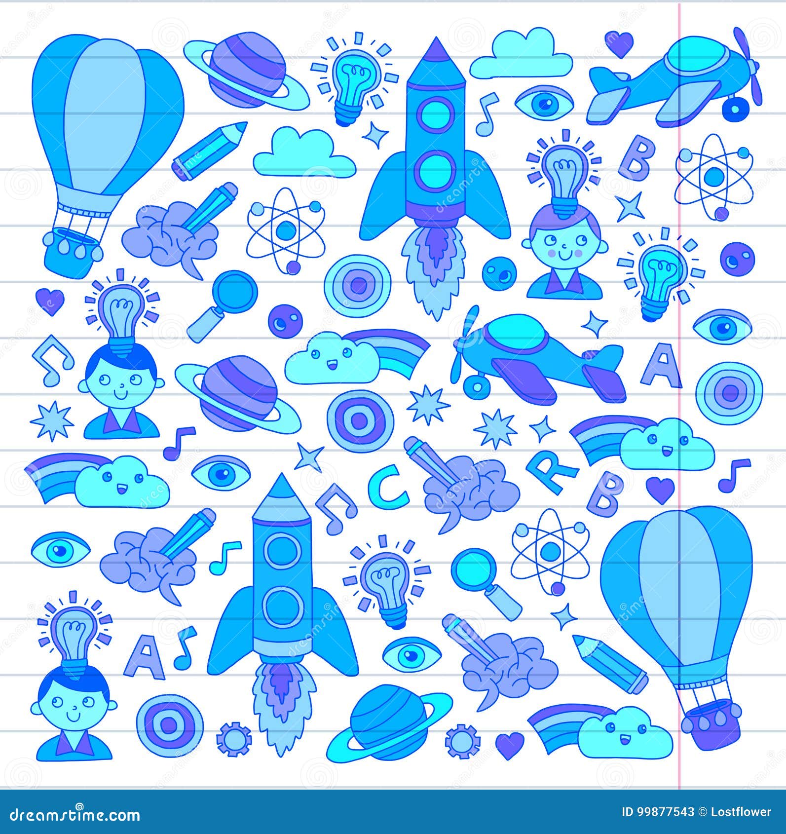 Vector Set of Doodle Icons on Following Themes - Creativity and ...