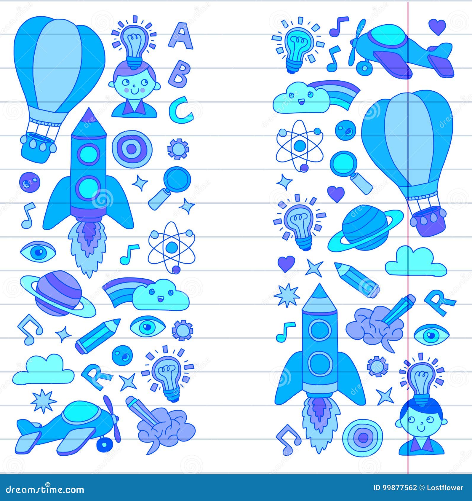 Vector Set of Doodle Icons on Following Themes - Creativity and ...