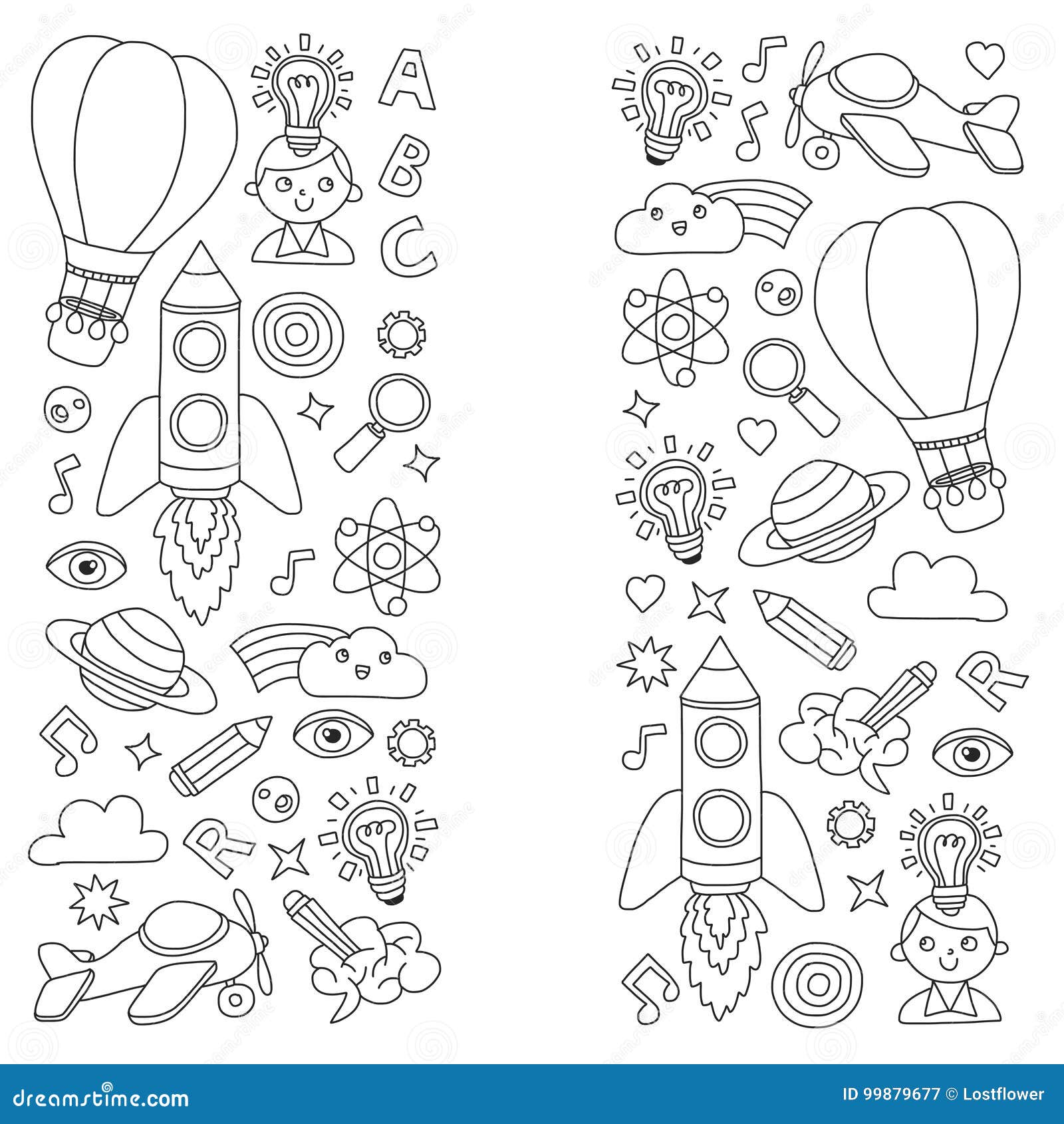 Vector Set of Doodle Icons Notepad Checked Paper - Creativity and ...