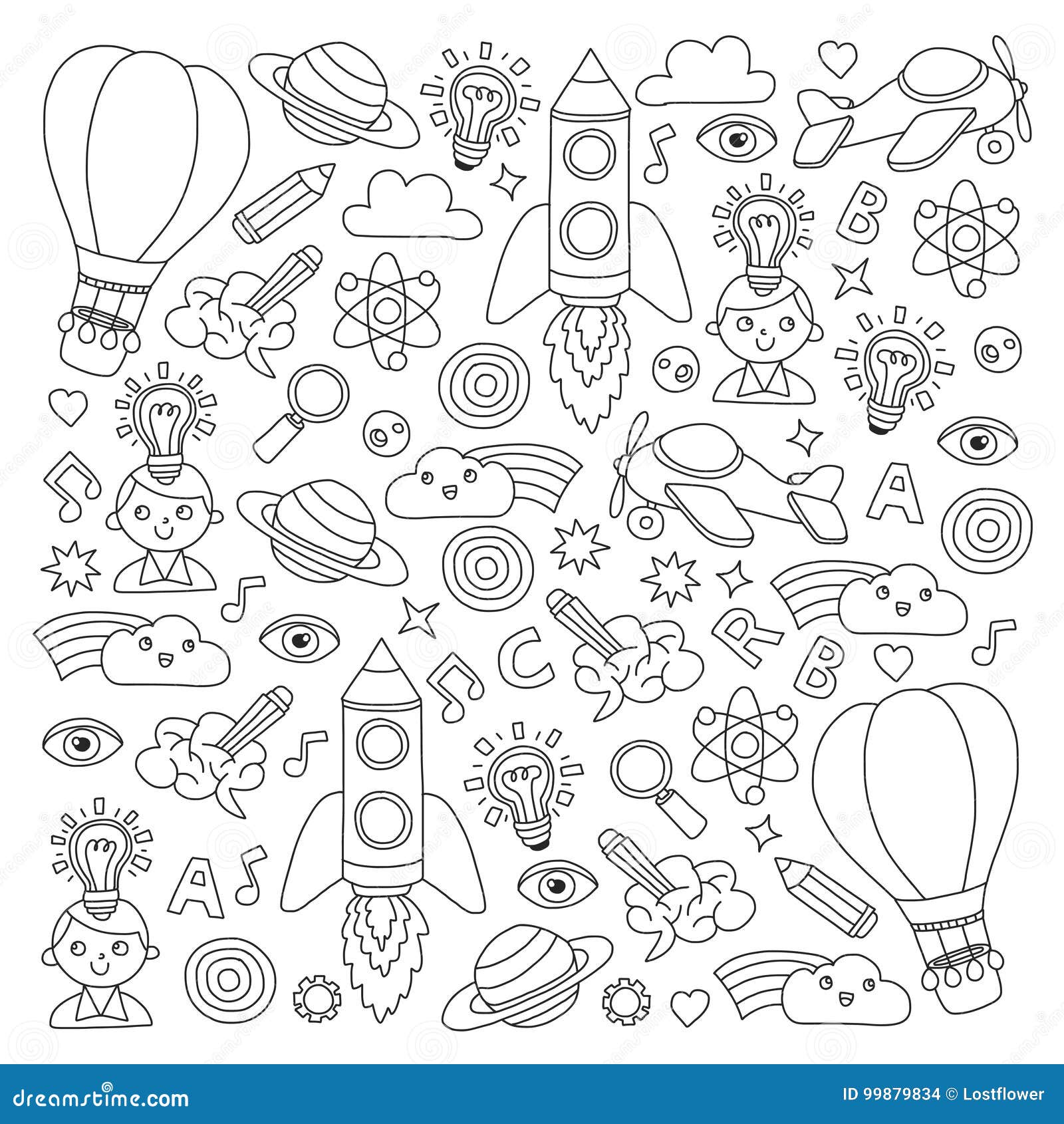Vector Set of Doodle Icons Notepad Checked Paper - Creativity and ...
