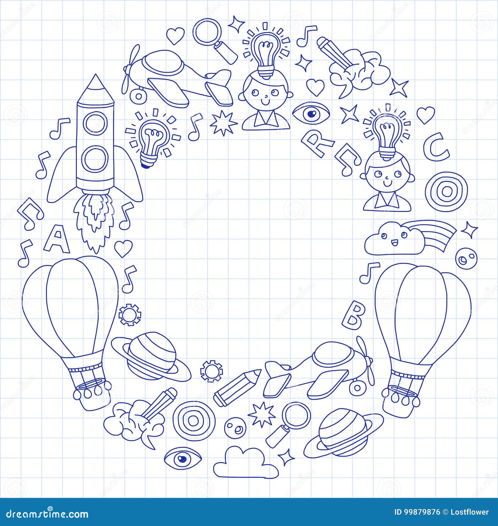 Vector Set of Doodle Icons Notepad Checked Paper - Creativity and ...