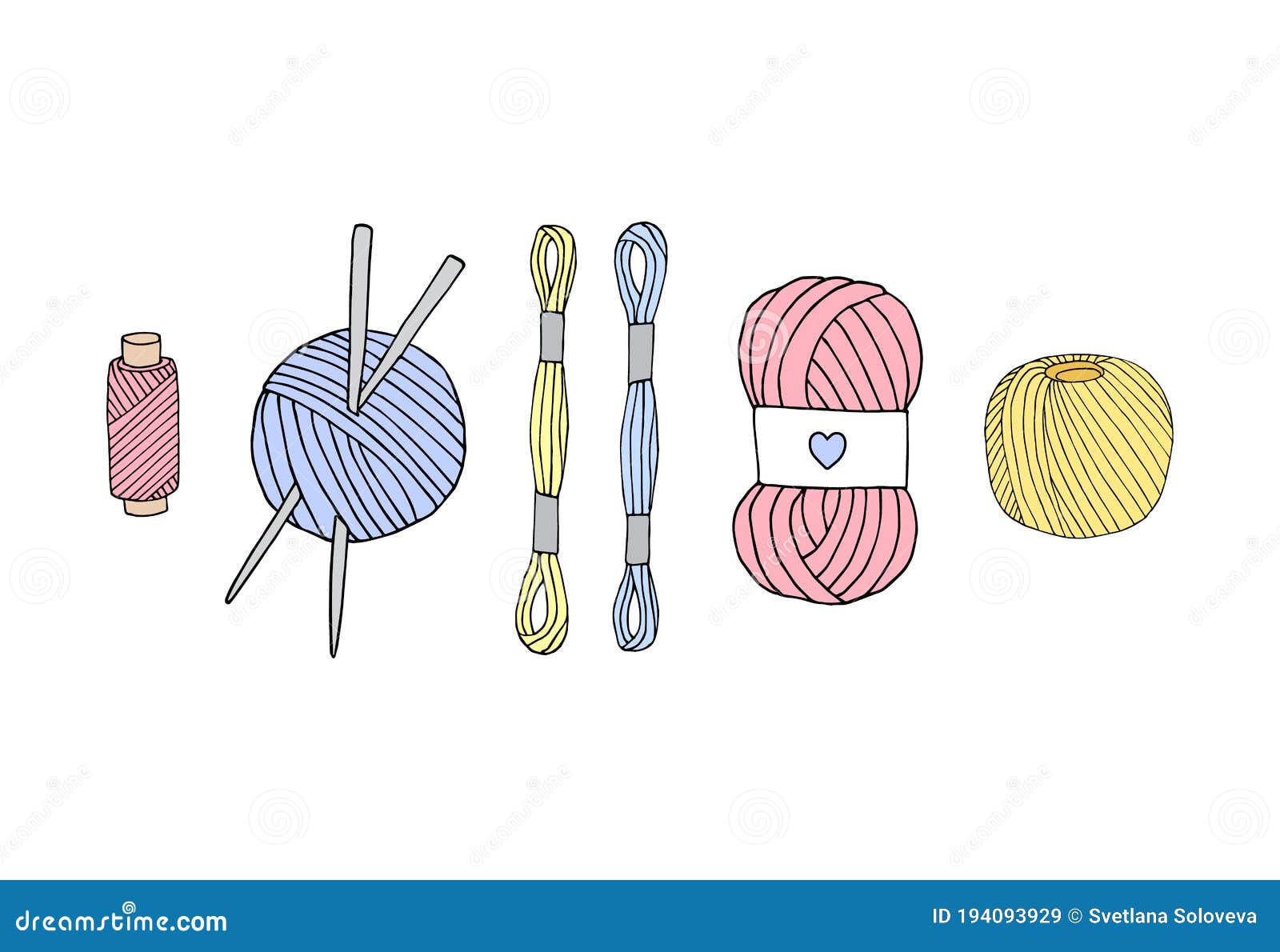 Vector Set of Doodle Sketch Threads Stock Illustration - Illustration ...