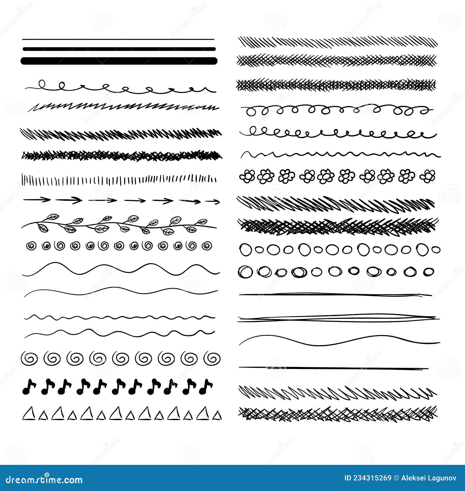 Vector Set of Doodle Sketches, Scribble Lines, Design Elements Isolated ...