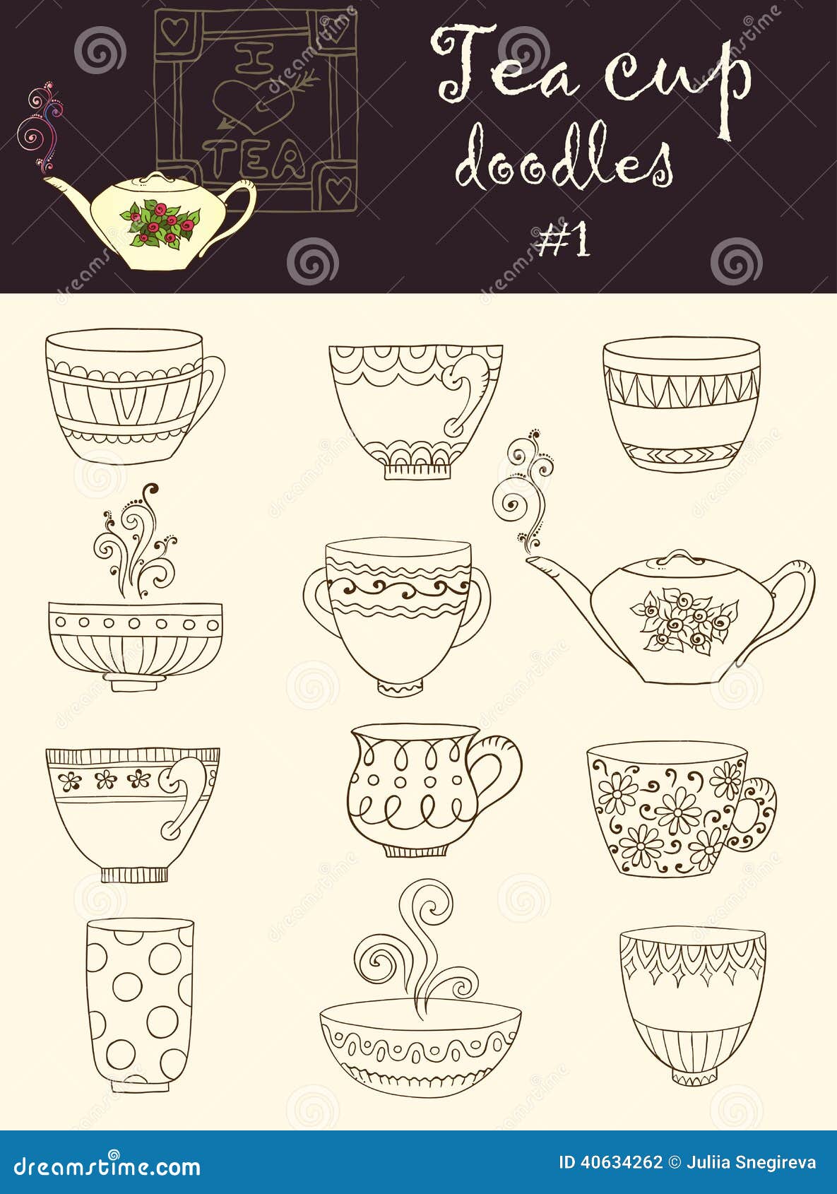 Vector Set of Doodle Tea Cup. Series of Doodles. Stock Vector ...