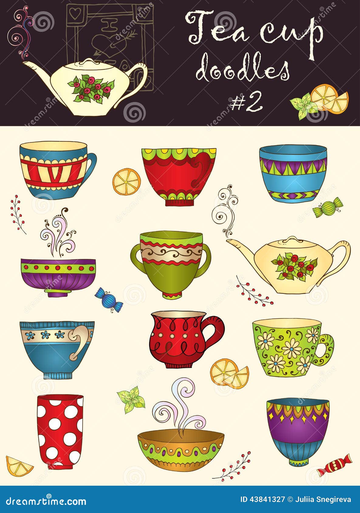 Vector Set of Doodle Tea Cups. Series of Doodles. Stock Vector ...