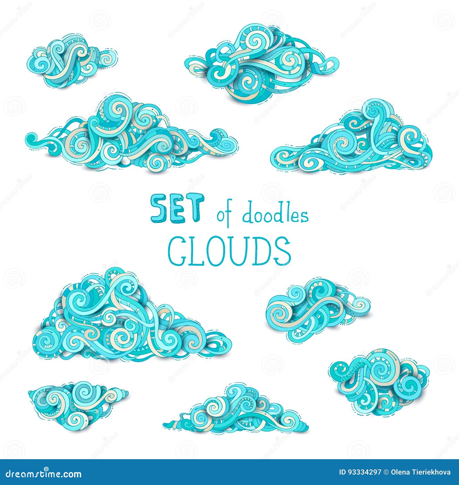 Vector Set of Doodles Clouds. Stock Vector - Illustration of abstract ...