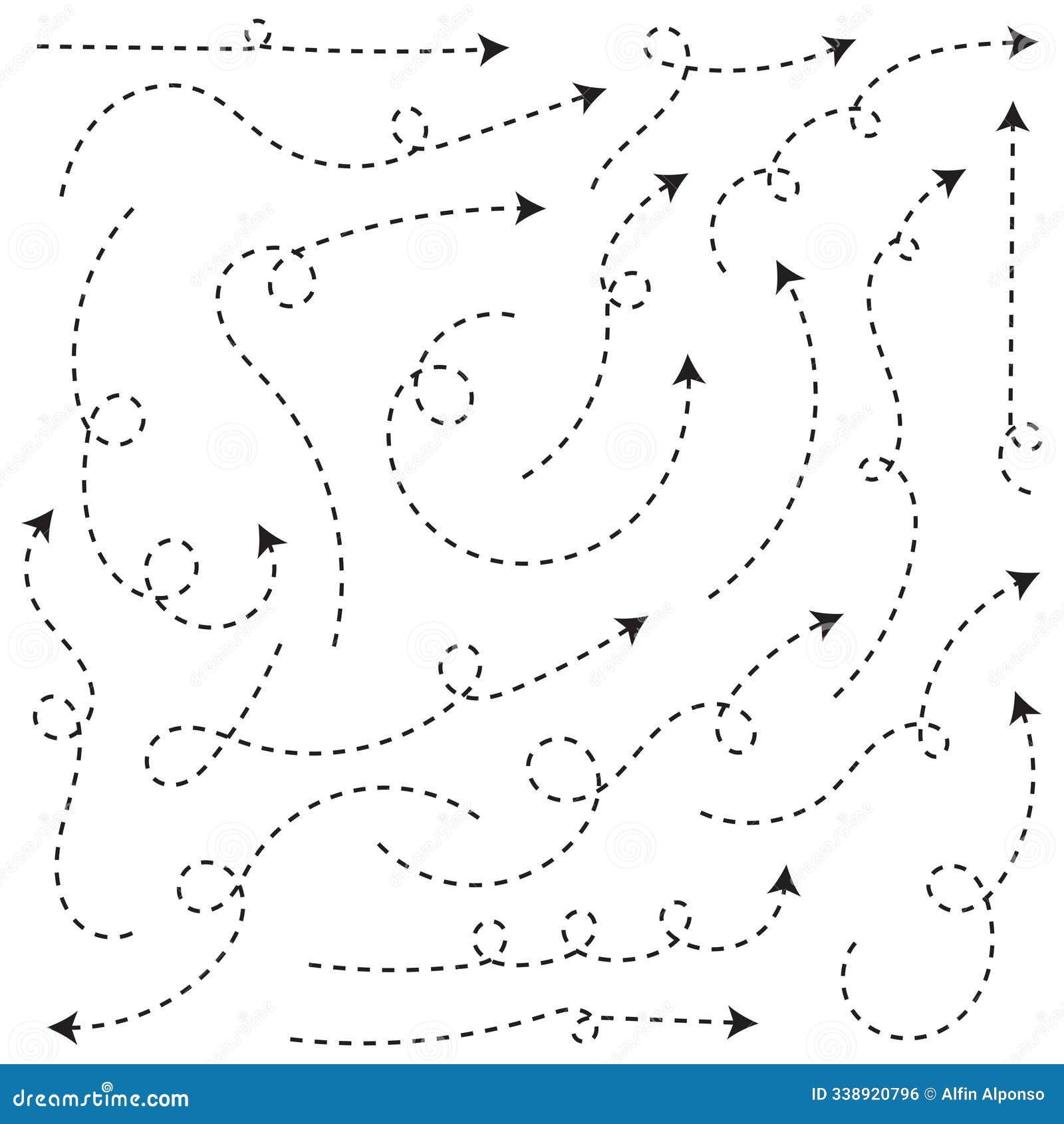 Vector Set of Dotted Line Arrows Stock Vector - Illustration of ...